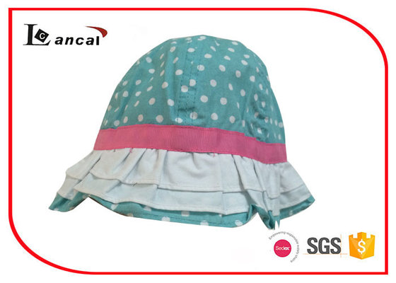 Fresh green womens bucket hat dot print sun hat with grossgrain ribbon