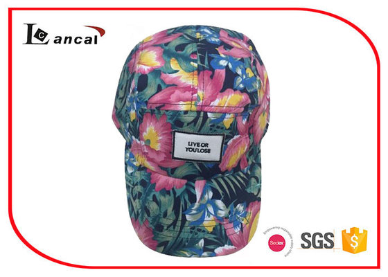 Reactive print baseball caps hats 5 panel cap with customized badge