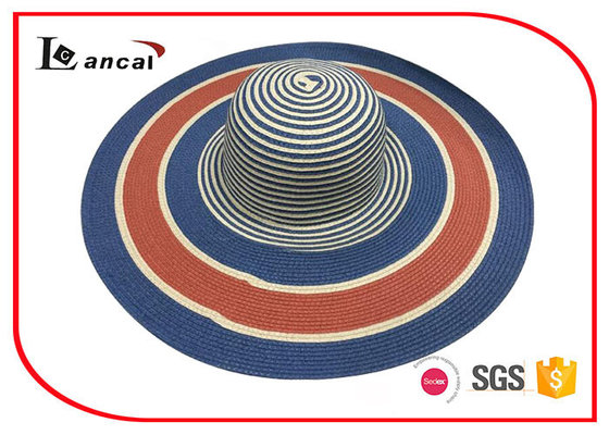 Colorful circle wide brimmed straw hat with 16cm brim and sweatband
