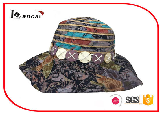 Ladies customized printing paper floppy hat , wide brimmed straw hat multi color