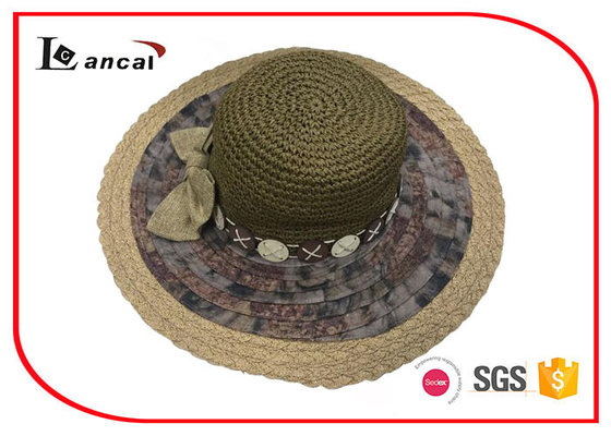 LC16-0827-07 Sun Protection Wide brimmed straw hat with bowknot and straw edge