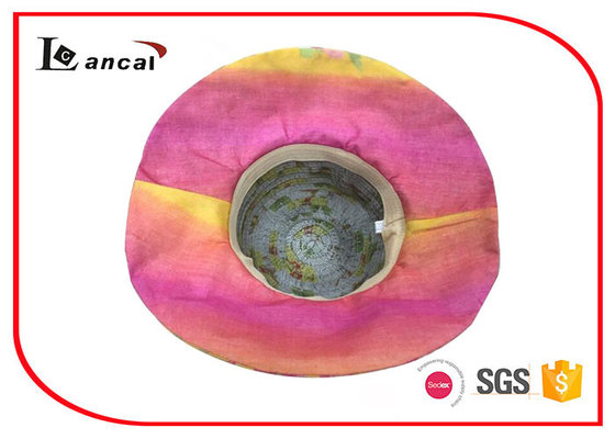 Colorful Polyester Flower Brim Wide Brimmed Straw Sun Hats For Women