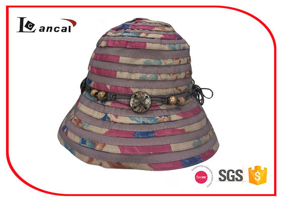 Bucket Style Wide Brimmed Straw Hat With Nylon Rope Decoration Band