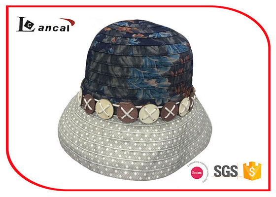 Cotton Printed Wide Brimmed Straw Womens Summer Hats With Decorative Hatband