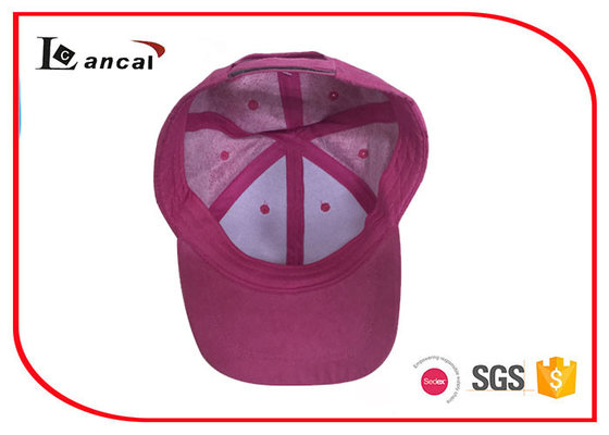 Pink Suede Fabric Womens Baseball Hats With Matching Fur Pom , Baseball Caps For Women