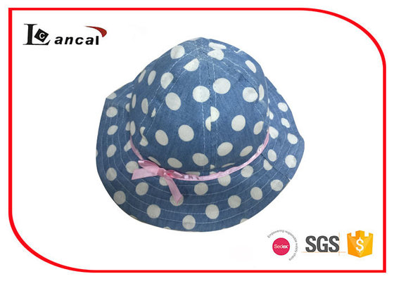 Yarn Dyed Printed Bucket Hat , Pink Satin Bowknot Hatband Floral Bucket Hat For Girls
