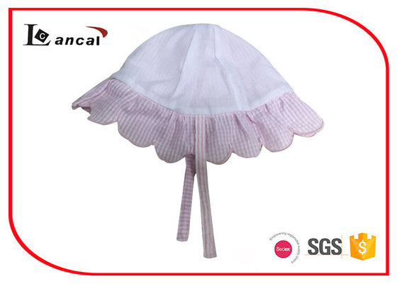 100% Cotton Seersucker Bucket Hat , Pink Cute Baby Hats With Cotton Sheeting Lining