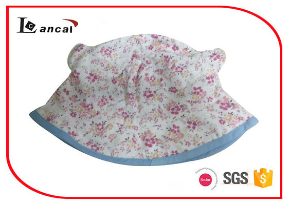 Kids Printed Bucket Hat / Streetwear Bucket Hats With Cat Ear Blue Brim Binding Acrylic Nose