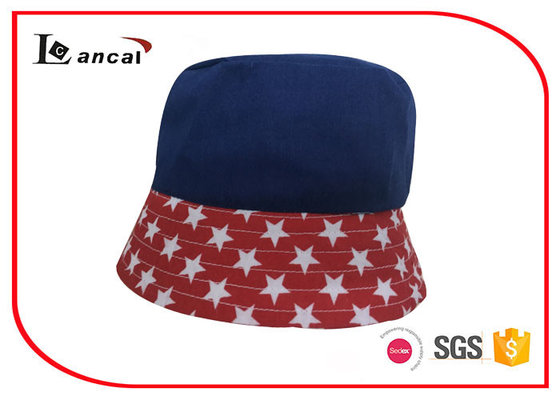 Baby Printed Bucket Hat With Red Star Navy Sheeting Lining Fisherman Hat