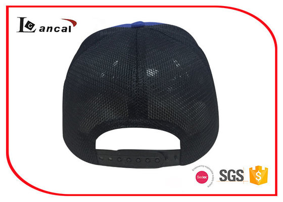 Dark Blue Brushed Cotton Twill Fitted Baseball Caps / Mens Baseball Caps With Black Mesh
