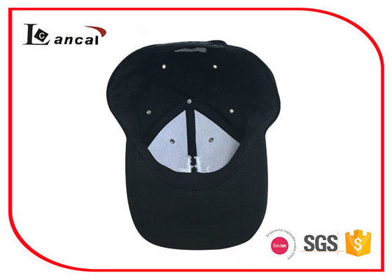 10856 Cotton Twill Baseball Caps Hats , Black Sports Cap With 3D Embroidery