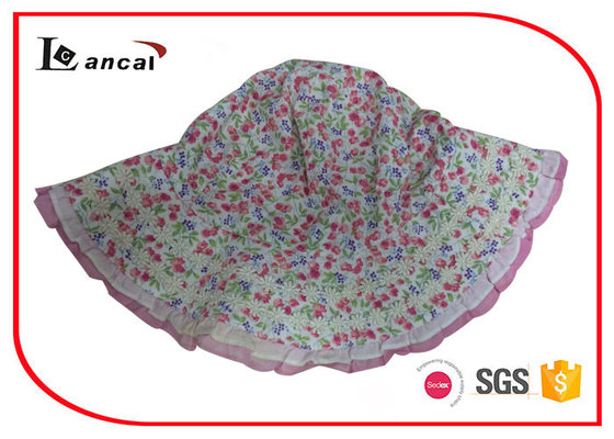 Flower Wide Brimmed Sun Colorful Bucket Hats With Two Layer Ruffers And Lace Ribbon