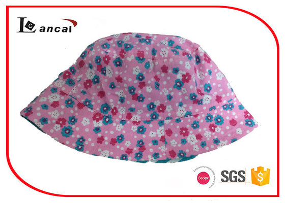 Cotton Poplin Printed Bucket Hat With Blue Stripe Lining For Girls CE / SGS