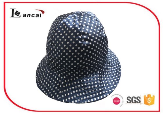 100% Polyester Navy Printed Bucket Hat With Spot , Ladies Bucket Hat
