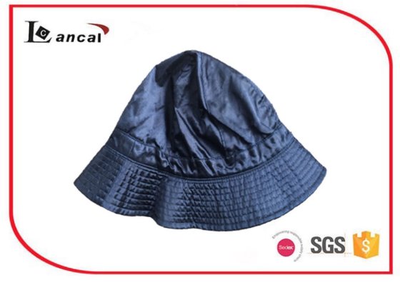 100% Polyester Navy Printed Bucket Hat With Spot , Ladies Bucket Hat