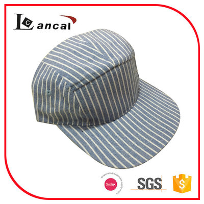 Stripe cheap mens stripe 5 panel custom embroidered baseball cap for adults