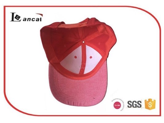 57cm Size Red cotton 6 panel Baseball Caps Hats with woven label for adults