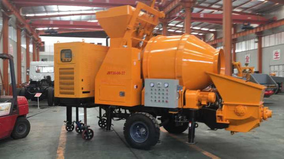 Trailer Mobile Concrete Mixer with Pump with 100m Steel Delivery Pipe Line on Sale supplier