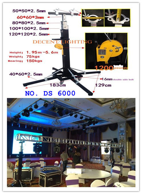 Mobile Heavy Duty Lighting Stand Height 1.8-5.6m Adjustable 150kgs Load Powder Coated Steel Light Truss