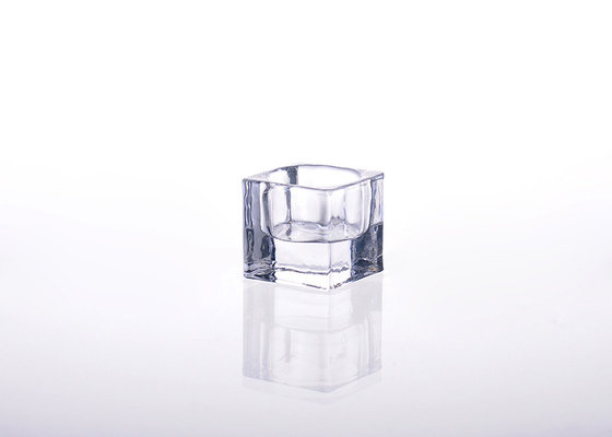 Square Colored Glass Votive Candle Holders , Glass Tealight Holders