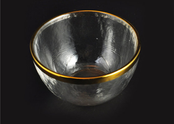 7oz High White Glass Candle Bowl Tealight Holder with Golden Rim