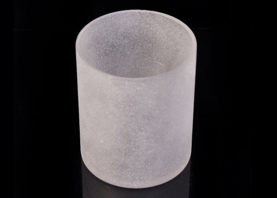 Vertical Sandblasted Glass Candle Holders Cylinder Straight Walled Glass Candle Cups