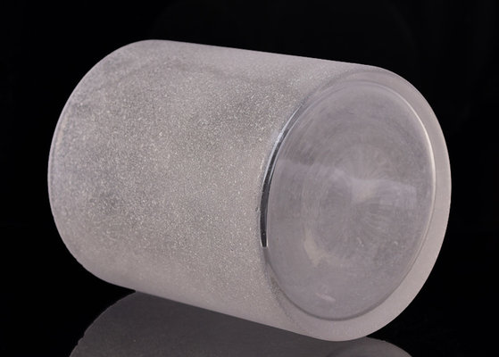 Vertical Sandblasted Glass Candle Holders Cylinder Straight Walled Glass Candle Cups