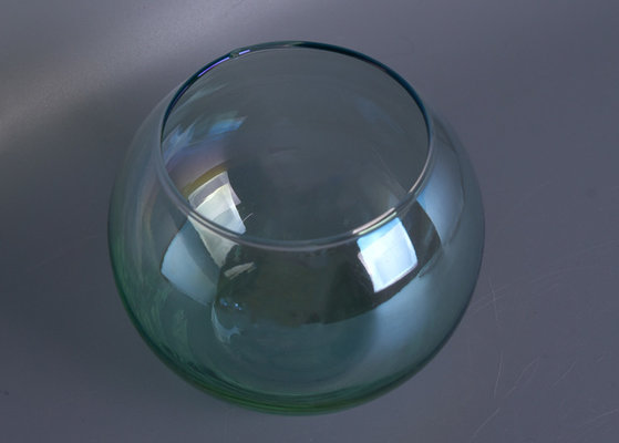 Decorative Iridescent Light Green Glass Candle Holder For Home , Bar , Party