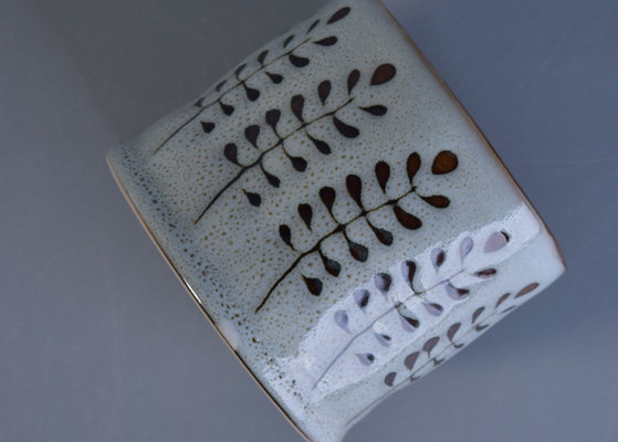 12 Oz Transmutation Glazed Ceramic Candle Holder Hand Painted Flower Design