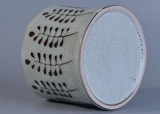 12 Oz Transmutation Glazed Ceramic Candle Holder Hand Painted Flower Design