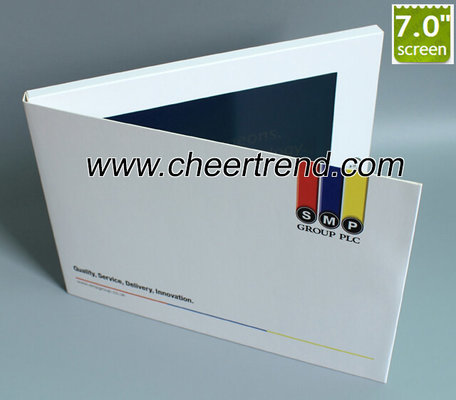 Customized 7 inch paper business brochure lcd greeting card video brochure with built in memory 256M for christmas gifts