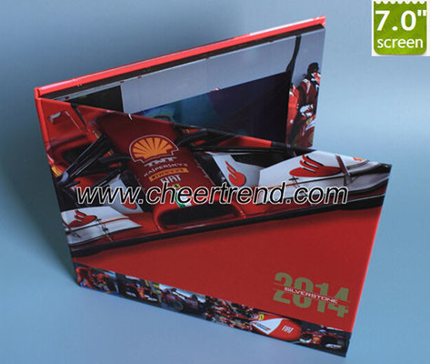2017 High quality F1 Promotion Hardcover 7 inch digital lcd video screen greeting cards video brochure Book