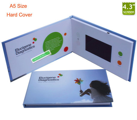 2017 color printing hardcover brochure 4.3 inch TFT lcd video greeting card, lcd video cards, video brochure card ad