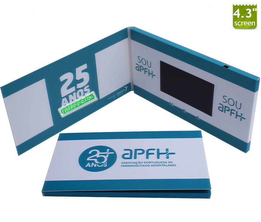 Beautiful Customized 4.3 inch TFT LCD Soft Cover Video Brochure/Video Booklet/Video Greeting Card