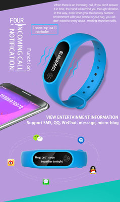 Multi Colored Smart Movement Bracelet Fitness Tracker Support For Call Reminders