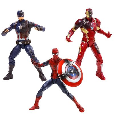 Popular Superhero Action Figures Plastic Baby Toys Captain America 3D Modle