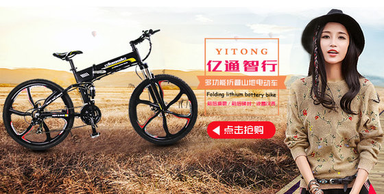 Lithium Battery Folding Electric Bike LED Display 6061 Aluminum Alloy In Black White