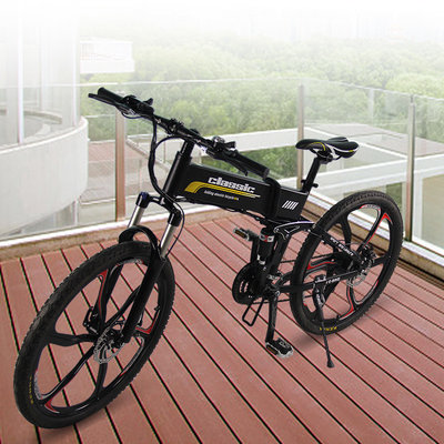 HANMA 26'' Folding Electric Bike Samsung 36V 10.4AH Lithium Battery Adjustable Seat