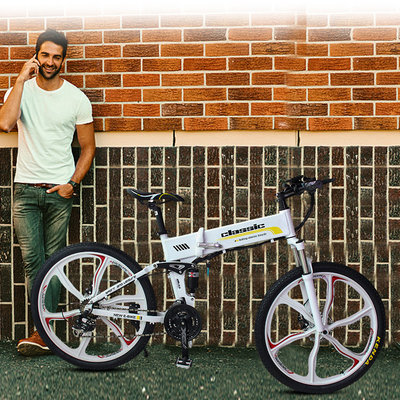 Fat Electric Folding Bike Lightweight , 26 Inch Beach Folding Mountain Bike With 21 Speed