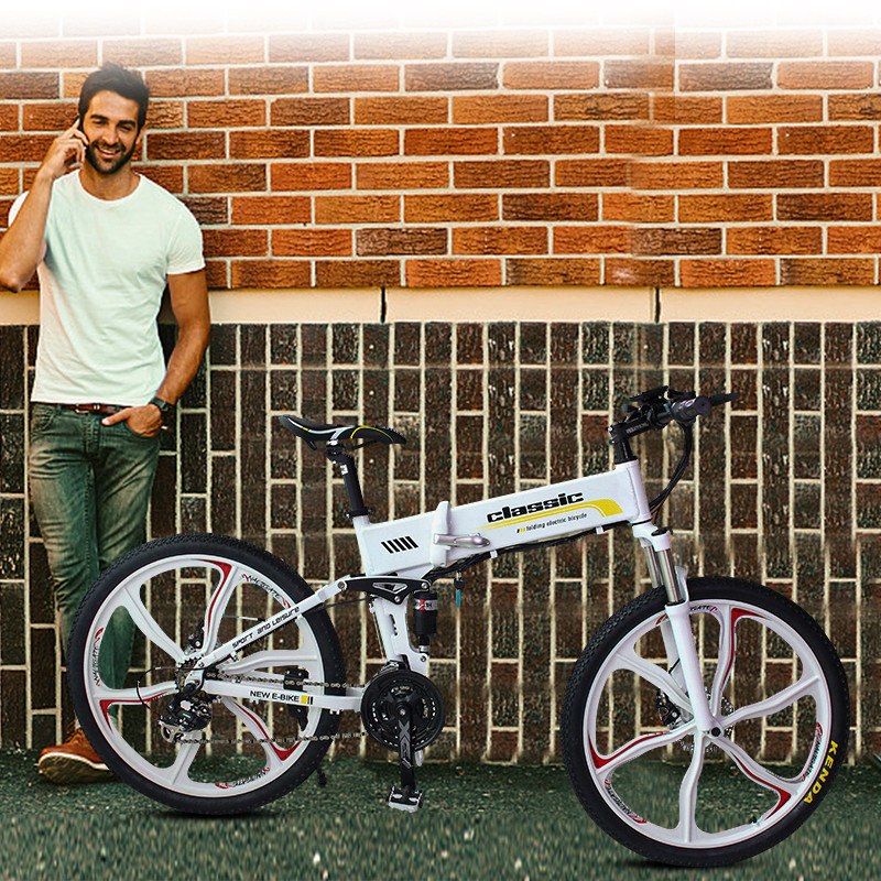 Fat Electric Folding Bike Lightweight , 26 Inch Beach Folding Mountain Bike With 21 Speed