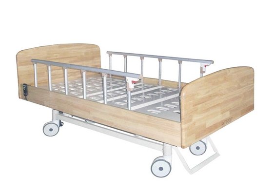 Home Nursing Electric Hospital Bed , Wooden Hospital Bed With Guardrails
