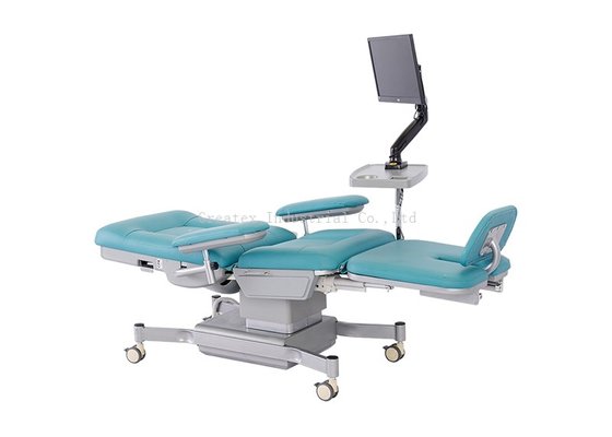 Linak Motorized Dialysis Recliner Chairs , Reclining Blood Draw Chair Blue Color