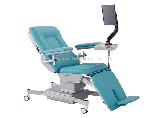 Linak Motorized Dialysis Recliner Chairs , Reclining Blood Draw Chair Blue Color