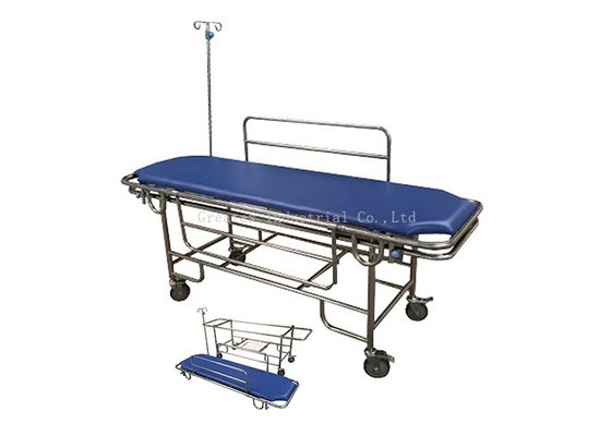 Stainless Steel Frame Patient Transfer Stretcher With Removable Bed Top Board