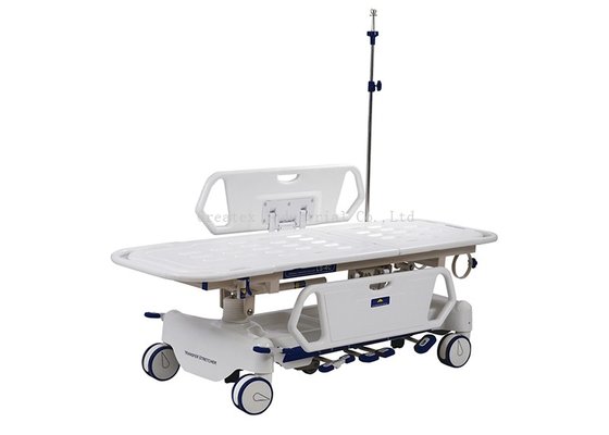 White Color Patient Transfer Stretcher , Hydraulic Ambulance Stretcher Foot Pedals Control