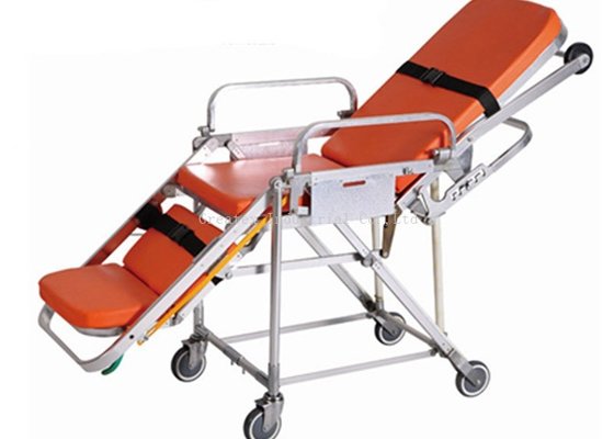First Aid Patient Transfer Stretcher , Orange Collapsible Ambulance Stretcher