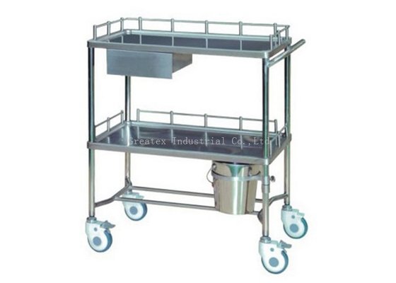 304 Stainless Steel Medical Trolley , Stainless Steel 2 Tier Trolley Durable