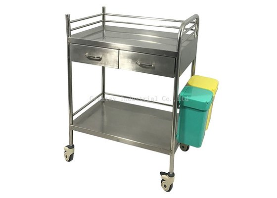 304 Stainless Steel Medical Trolley , Stainless Steel 2 Tier Trolley Durable
