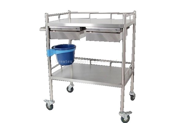 304 Stainless Steel Medical Trolley , Stainless Steel 2 Tier Trolley Durable