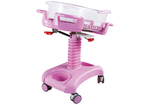 Pink Color Hospital Baby Bed Transparent Basin Height Adjustable By Gas Spring